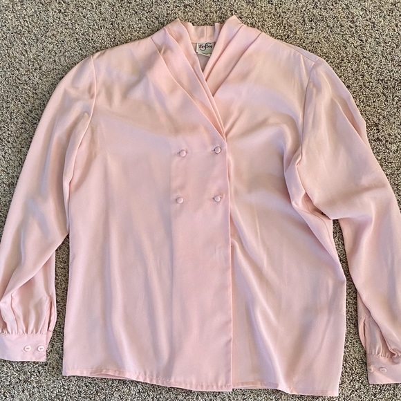 Vintage | Tops | Vintage Tan F Jay Pretty Pink Blouse | Poshmark